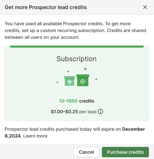 LeadBooster 애드온 및 Prospector 리드 크레딧 결제 - Knowledge Base | Pipedrive